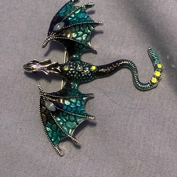 Jewelry | Blue And Silver Dragon Reptile Ornament | Poshmark